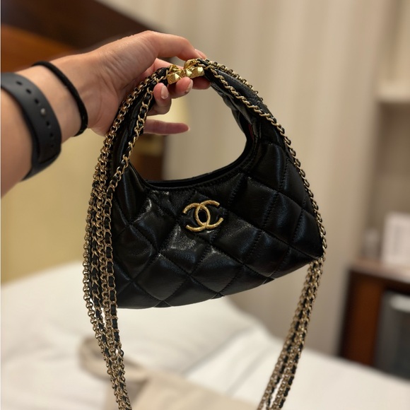 CHANEL | Bags | Authentic Chanel Black Small Hobo Bag 24a 2way Limited ...